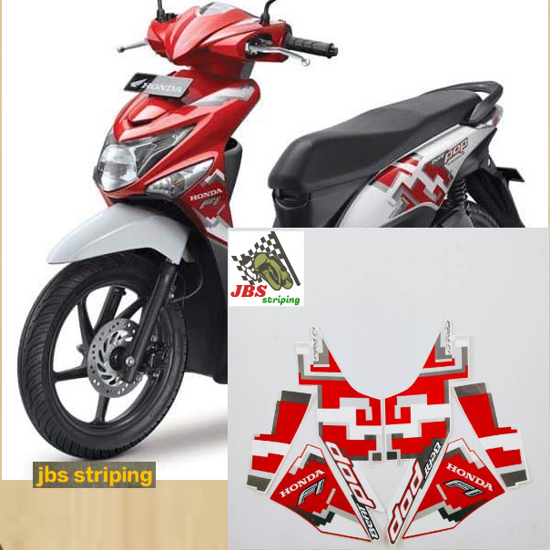 Jual striping honda beat pop 2017 2018 stiker list body merah putih ...