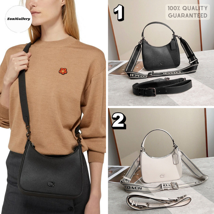 Jual Live Tas Hobo Crossbody With Signature Canvas Interior White/Black ...