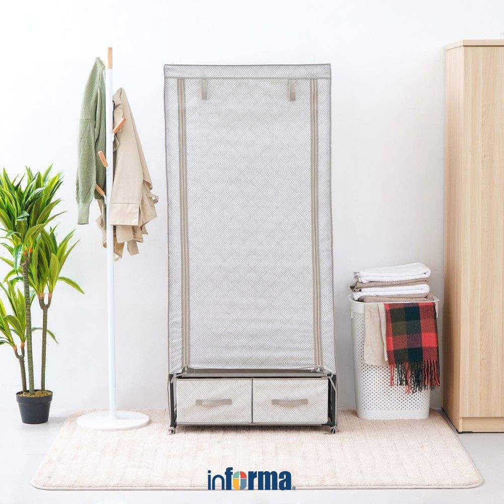 Jual Informa Gantungan Pakaian Fabric 75X45X170 cm - Hitam Stand Hanger ...