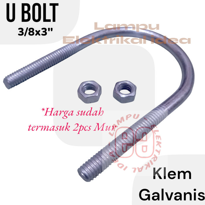 Jual UBOLT KLEM PIPA 3" INCH CLAMP PIPA BAUT U BOLT GALVANIS PUTIH + 2 ...