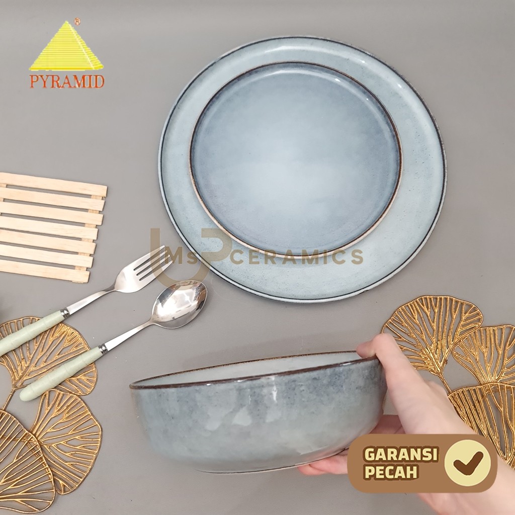 Jual PYRAMID Piring Mangkok Keramik PORCELAIN Series LIGHT BLUE Piring ...