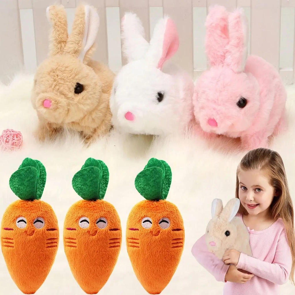 Jual Interactive Rabbit Toys Plush Stuffed,7'' Walking Bunny Toy with ...