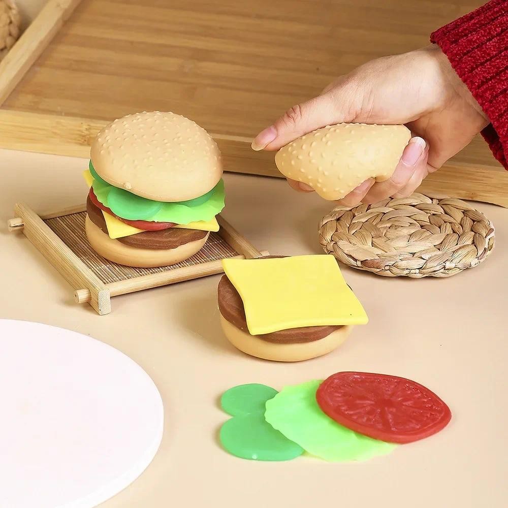 Jual Creative Simulation Burger DIY Stress Relief Toys Funny Food Combo ...