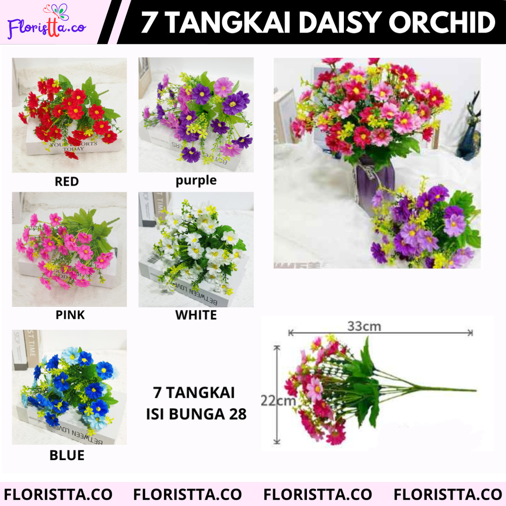 Jual BUNGA ARTIFICIAL 7 TANGKAI DAISY ORCHID ISI 28 BUNGA | Shopee ...
