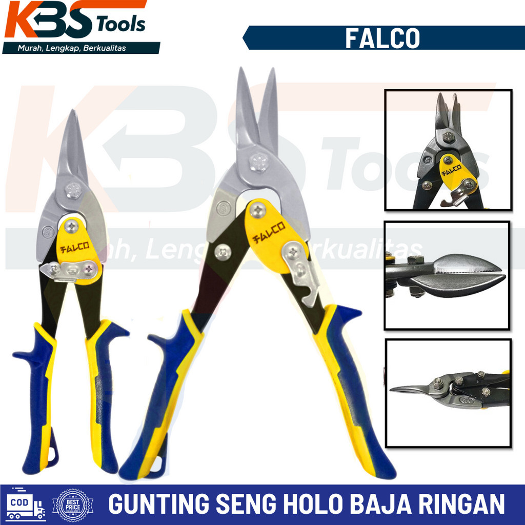 Jual Gunting Seng Holo Baja Ringan 10" Inch Plat Besi Lurus Falco 25 Cm ...