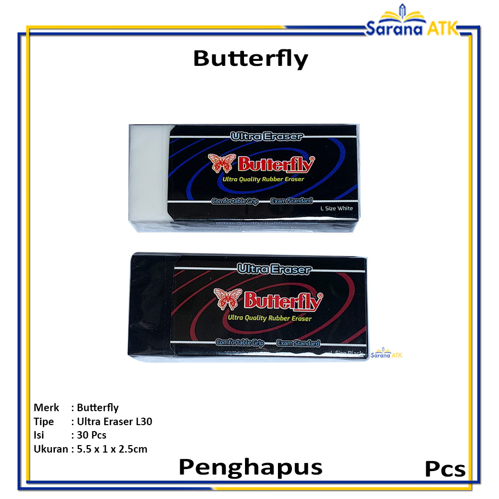 Jual Butterfly - Eraser Penghapus Ultra Quality Rubber L30 - Pcs ...