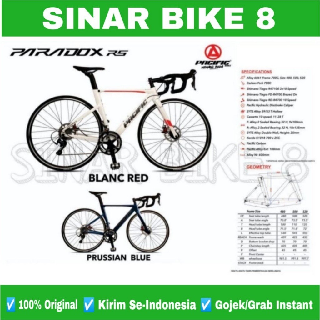 Jual Sepeda Roadbike PACIFIC PARADOX RS Alloy 10 Speed Disc Balap 700C ...