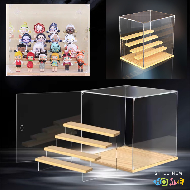 Jual Rak Pajangan Akrilik Transparan / Wood Stairs Display Transparent ...