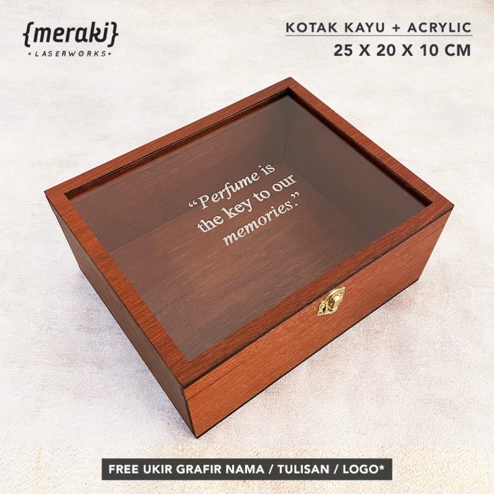 Jual Kotak Kayu Acrylic 25x20x10 Engsel / Box Kayu Custom Nama Logo ...