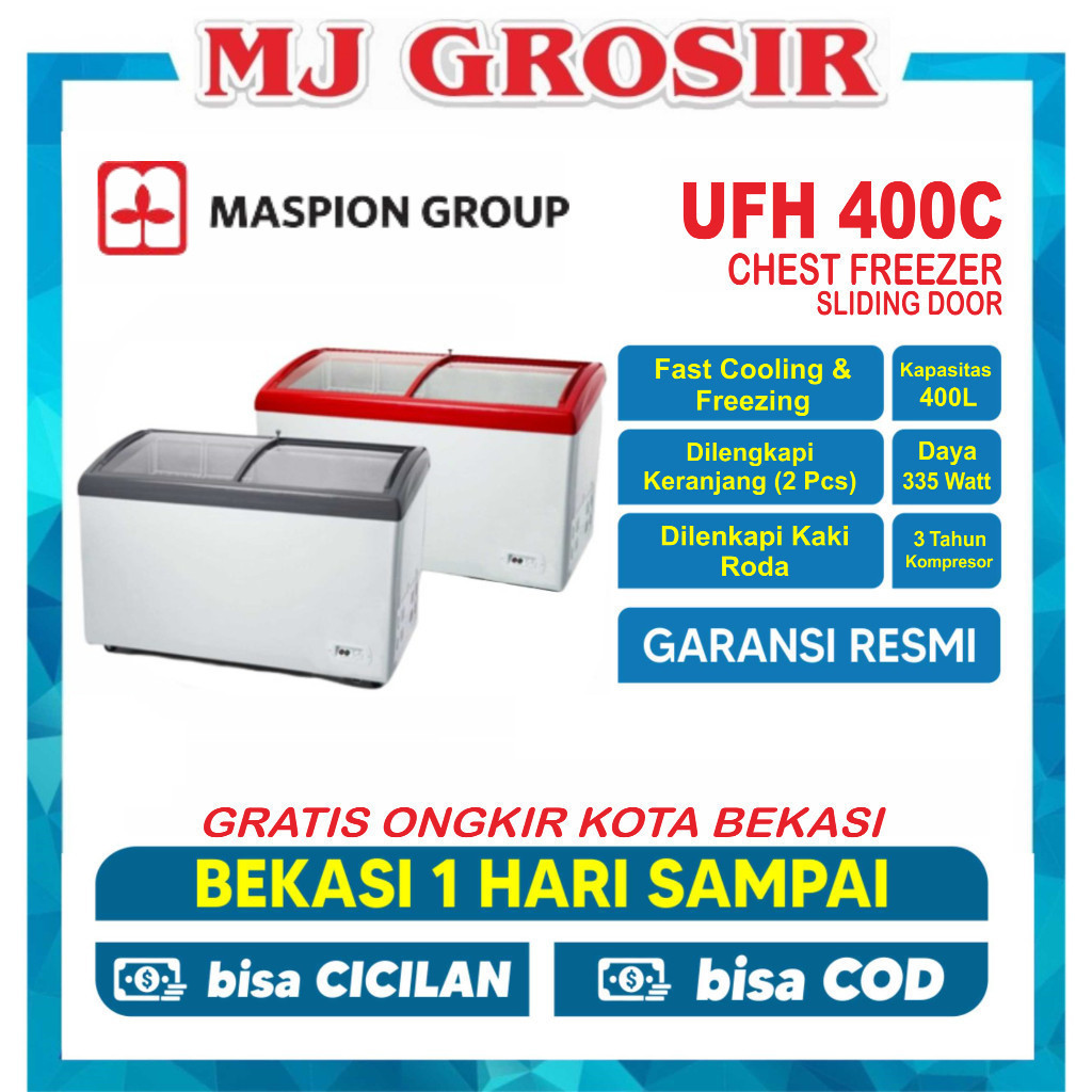 Jual MASPION UFH 400 C CHEST FREEZER BOX 400 LITER LEMARI PEMBEKU ...