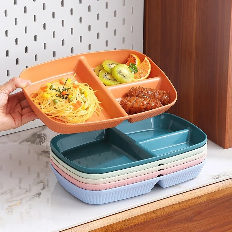 Jual Square Breakfast Plates Divided Dish Diet Reusable Dinner Plate ...