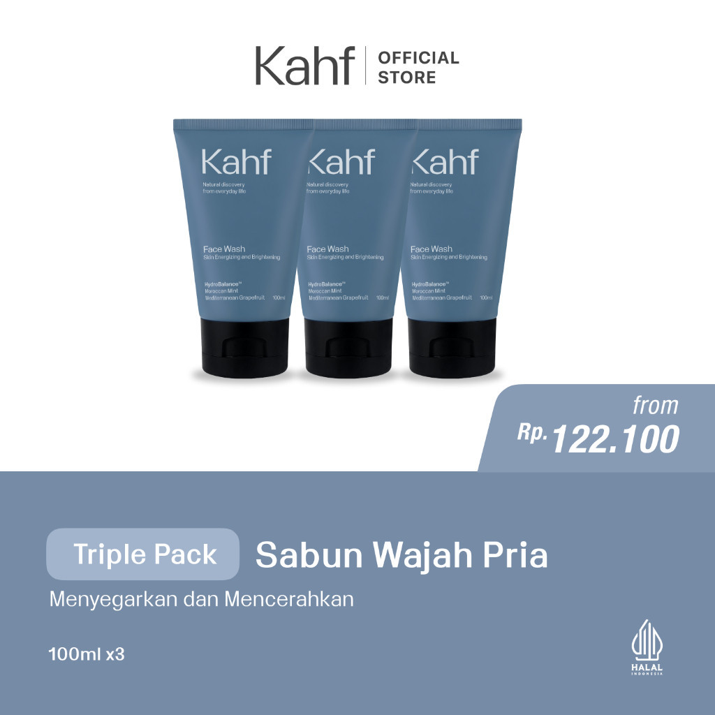 Jual Kahf Skin Energizing & Brightening Face Wash 100 ml Triple Pack ...