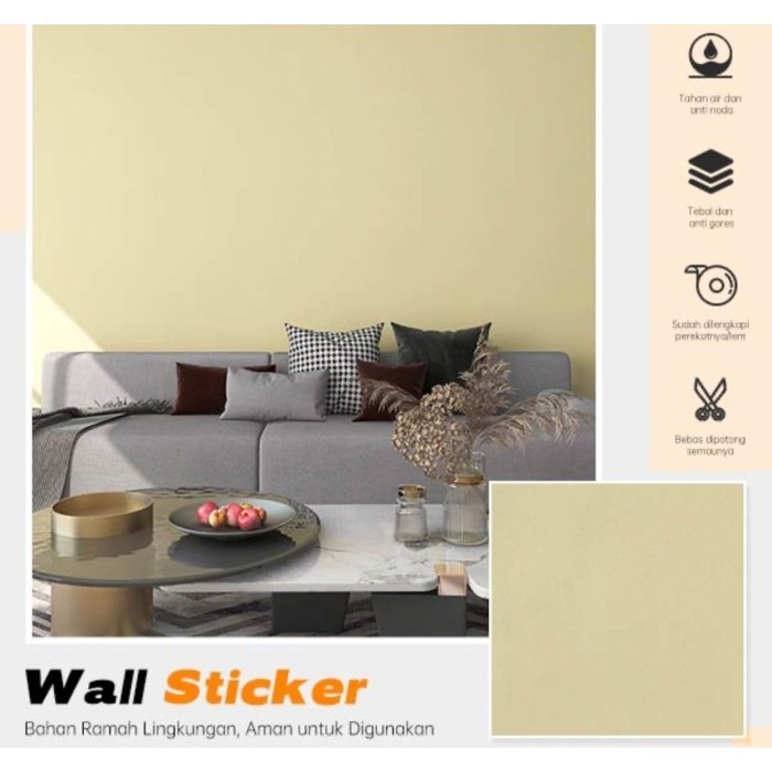 Jual Wallpaper Dinding Motif Polos kuning muda Ukuran 45CM X 8s/d9 ...