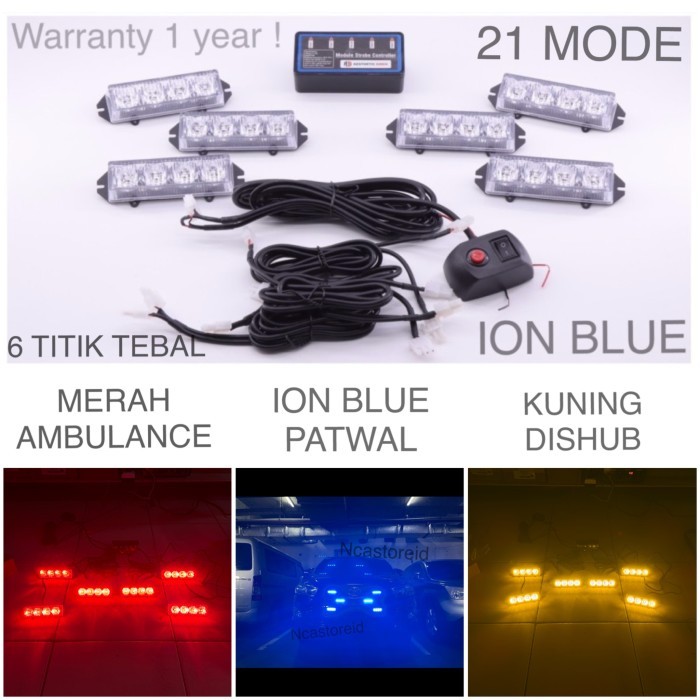 Jual LED STROBO GRILL MOBIL TEBAL 6 TITIK 12V PATWAL,DISHUB,&AMBULANCE ...
