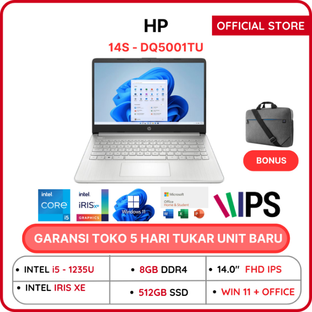 Jual HP 14s DQ5227TU Core i5 1235 RAM 8GB 512GB SSD 14.0inch FHD IPS ...