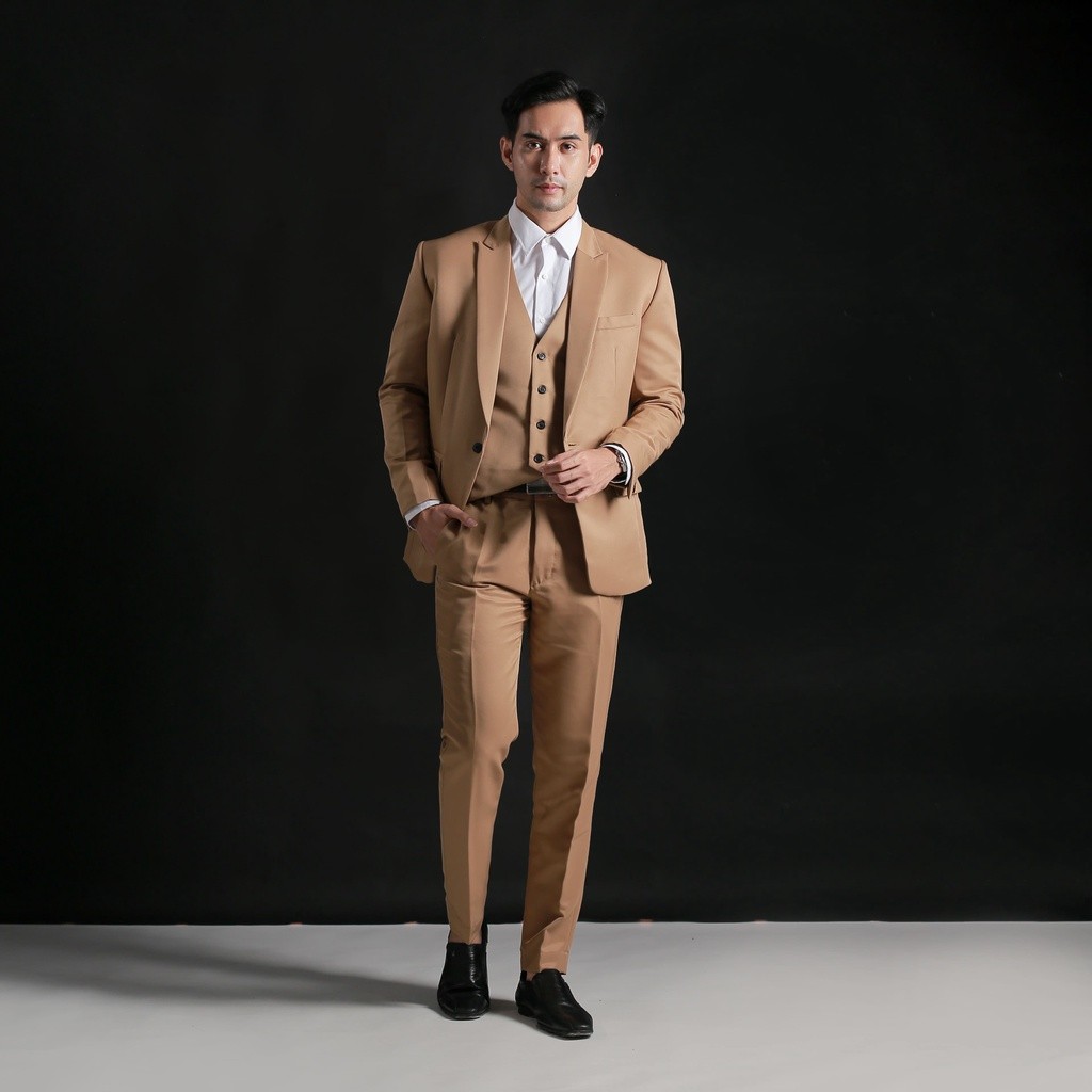 Jual GOLDY Setelan Jas Celana dan Rompi Pria - Peaky Series Krem ...
