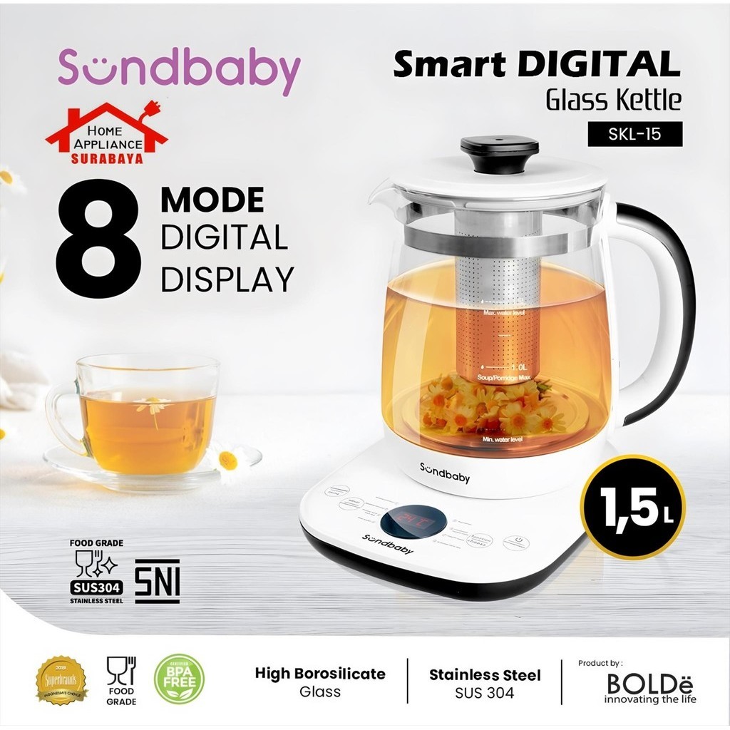 Jual BOLDe Sundbaby SMART Digital Glass Kettle Electric 1.5L - Teko ...