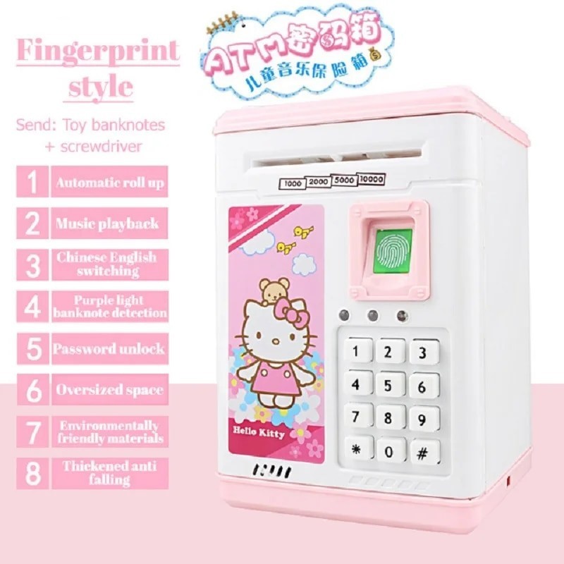 Jual Sanrio Hello Kitty Kawaii Cartoon Fingerprint Piggy Bank Automatic ...