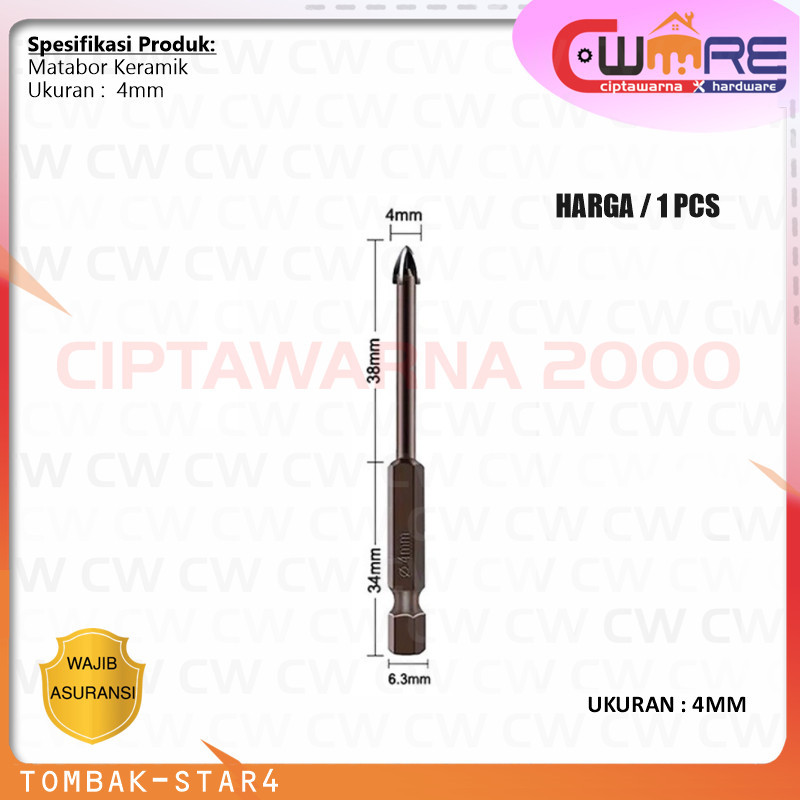 Jual Mata Bor Matabor Keramik Granit Marmer Kaca Beton PVC Ukuran 4 mm ...