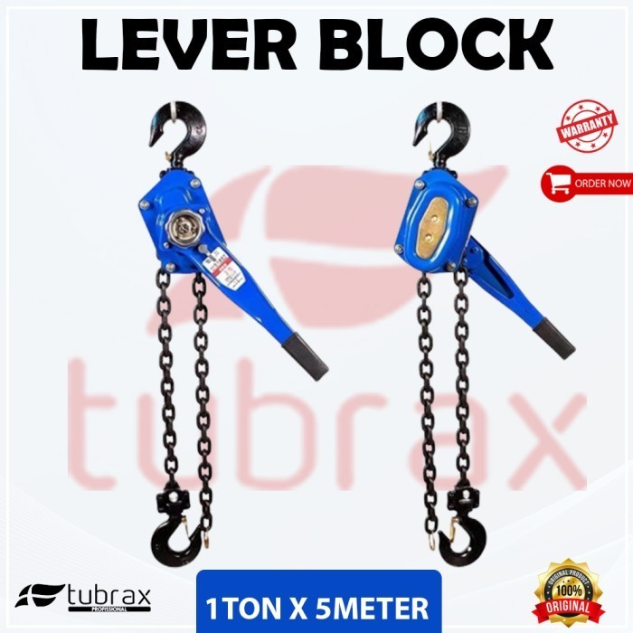 Jual TUBRAX Lever Block 1 Ton 5 Meter Lifting Hoist Kerekan Rantai 1ton ...