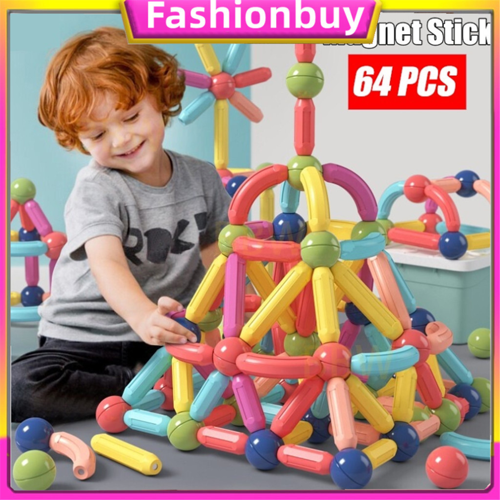Jual 【COD】64PCS Mainan Magnet Stick Balls Anak Dengan Kotak,Magnetic ...
