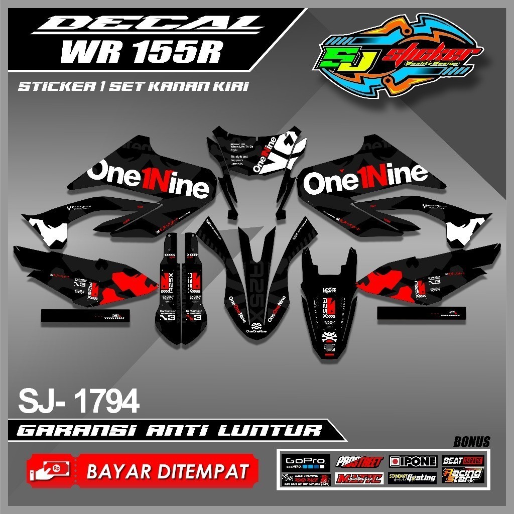 Jual DECAL WR 155 SUPERMOTO FULL BODY HITAM SUPER GLOSSY DOFF DESAIN ...