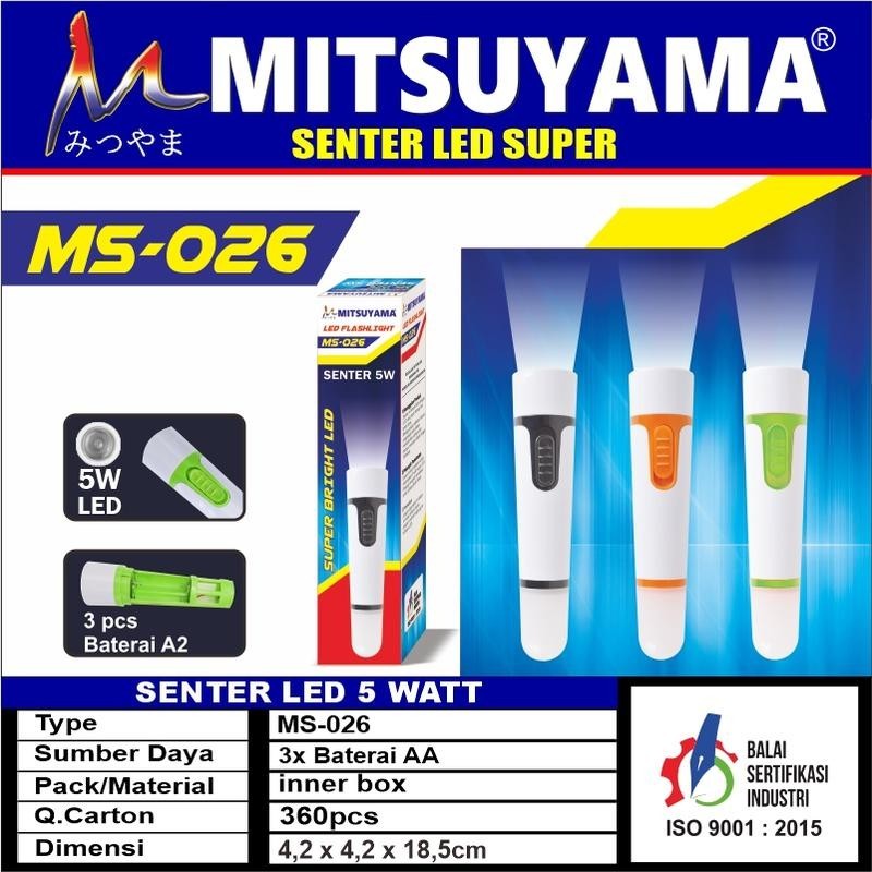 Jual Senter Tangan LEDMitsuyama Senter Emergency MS-026/360 | Shopee ...