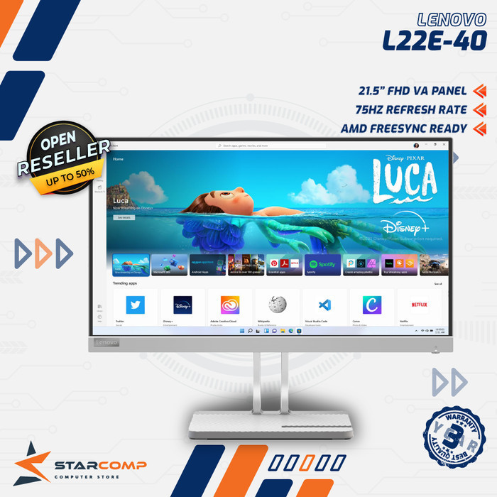 Jual Lenovo L22e-40 22" 75Hz FHD VA 4ms HDMI VGA Monitor LED | Shopee ...
