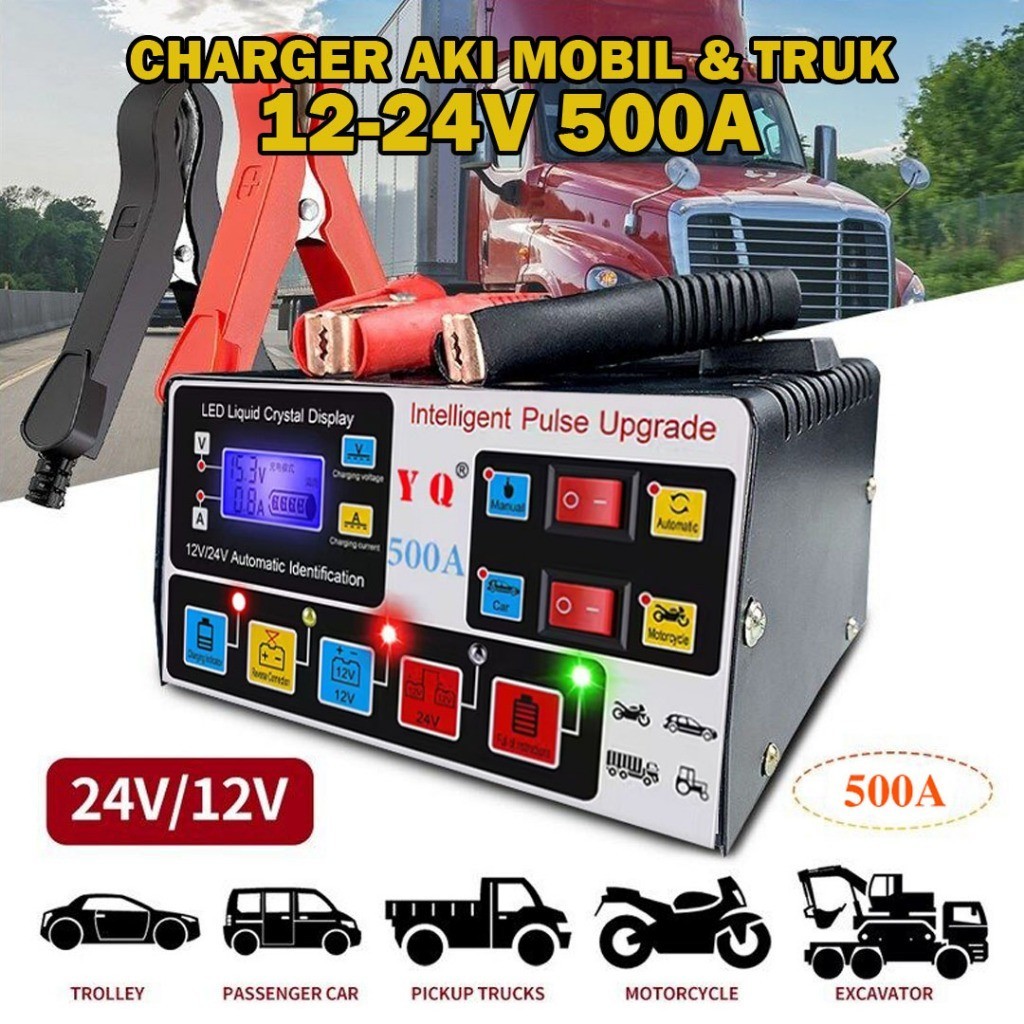 Jual Charger Aki Otomatis 12V-24V Smart Intelligent Auto Repair Mobil Pengisi daya 12V/24V 500A ...