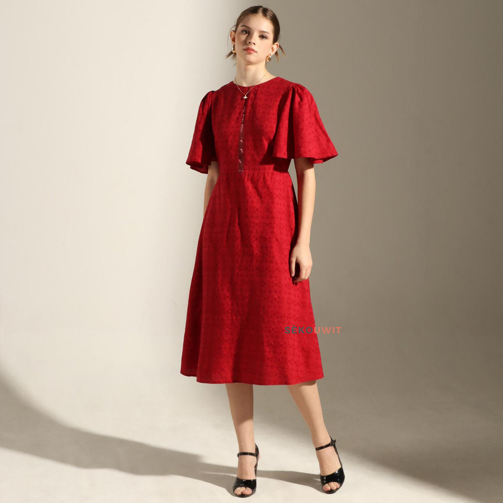 Jual Ume Midi Dress Dobby Tenun Batik / Gaun Panjang Sebetis Sekouwit ...