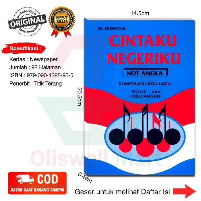 Jual Buku Cintaku Negeriku Not Angka Kumpulan Lagu Wajib dan Perjuangan ...