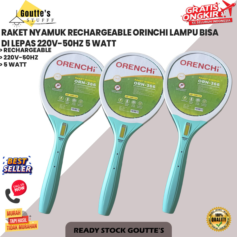 Jual RAKET NYAMUK RECHARGEABLE ORENCHI 220V-50HZ GSTUFF | Shopee Indonesia