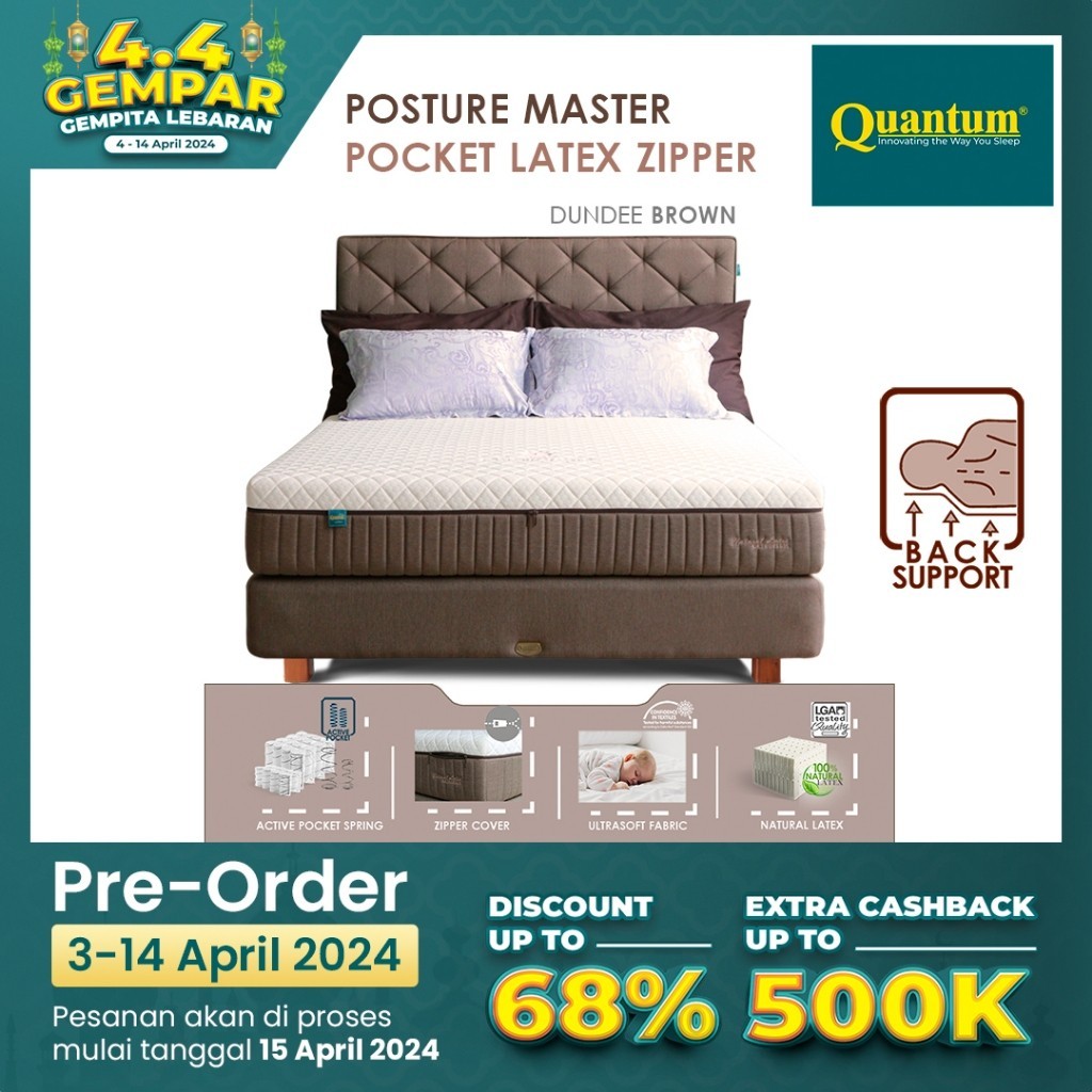 Jual Quantum Kasur Orthopedic Posture Master Pocket Latex Zipper Brown ...