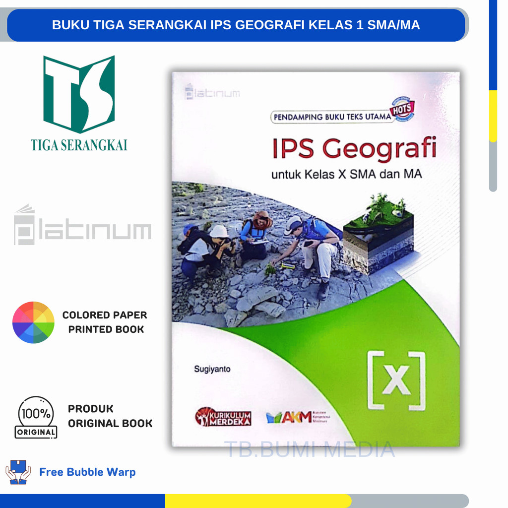 Jual Buku Paket Siswa SMA Kelas 10 IPS Geografi X TIGA SERANGKAI PLATINUM Kurikulum Merdeka ...