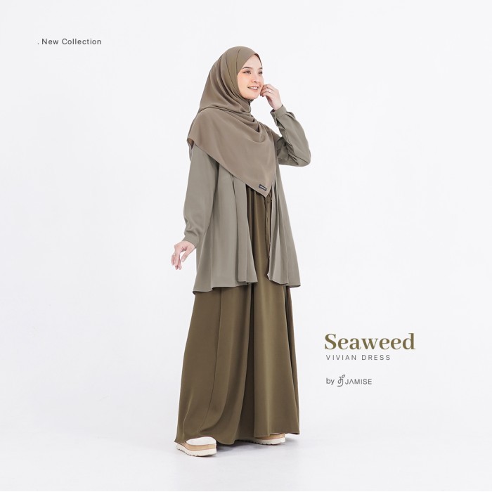 Jual "V.NLN" - TERBARU Vivian Dress | Gamis Simple Plus Outer Dua Warna ...