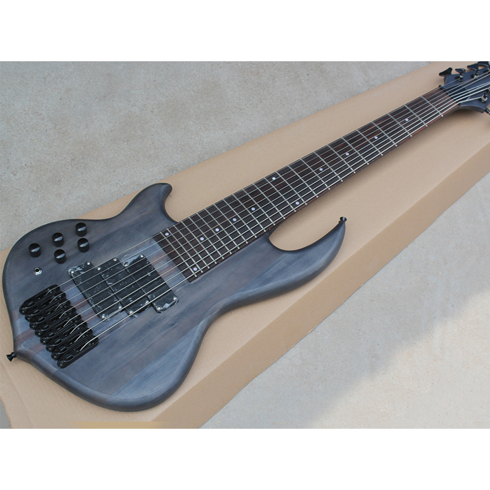 Jual Left Handed Matte Black 8 Strings Electric Bass Guitar with 24 ...