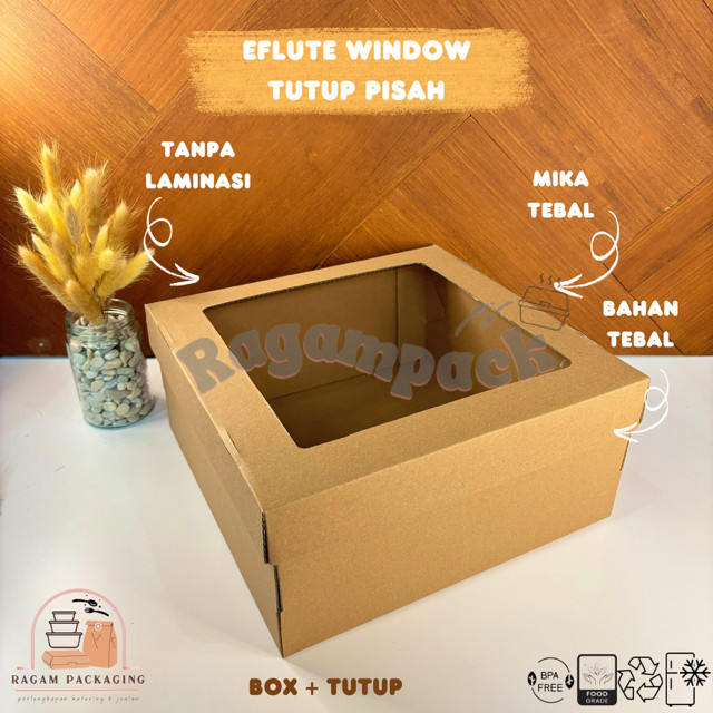 Jual Dus Kue Cake Tart E flute Window Tutup Pisah Mika Atas / Kardus ...