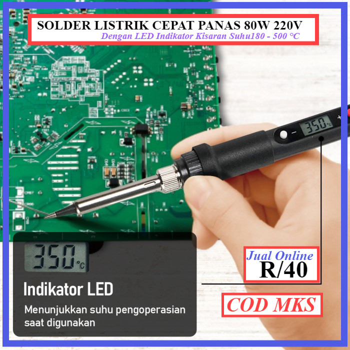 Jual Solder Listrik Cepat Panas 80W 220V Digital LCD Screen - Electric ...