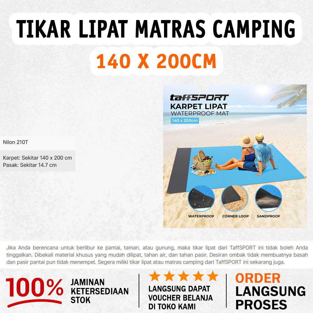 Jual Matras Karpet Lipat Camping Piknik Waterproof Mat 140 x 200cm ...