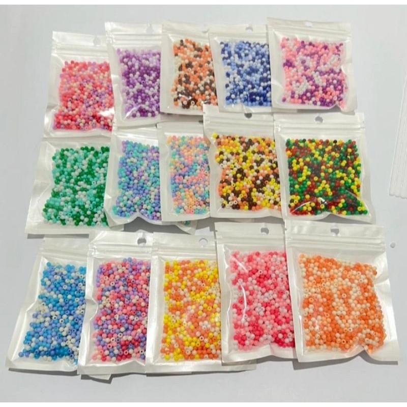 Jual [20 Gram] Manik Mote Susu Pastel bulat 6/0 4mm Manik Import Murah | Shopee Indonesia