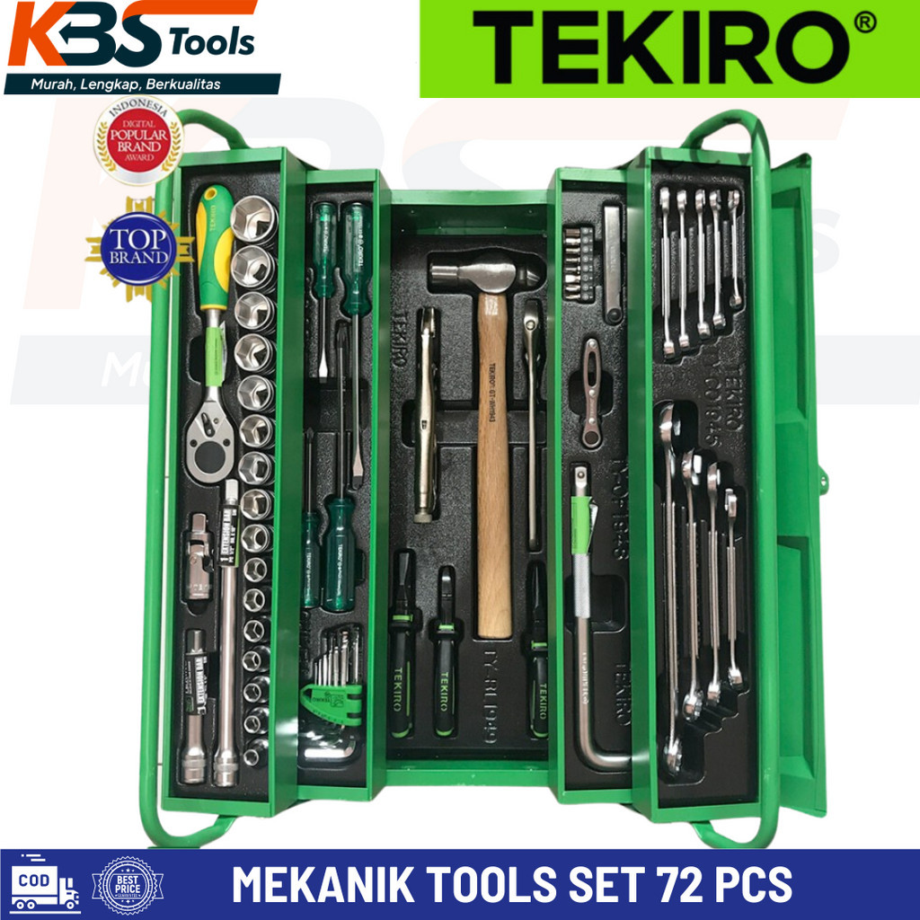Jual TEKIRO Mekanik Tools Set 72 Pcs Tool Kit Mechanic Tool Box Besi | Shopee Indonesia