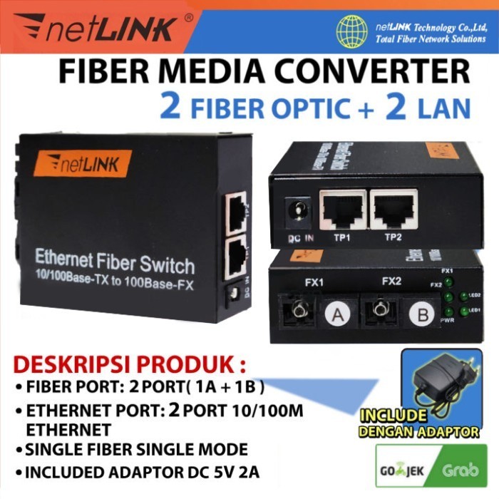 Jual NETLINK Media converter Gigabit 2 FO / 4 FO/ 6 FO 2 LAN 10/100/1000M Fiber Optic | Shopee ...