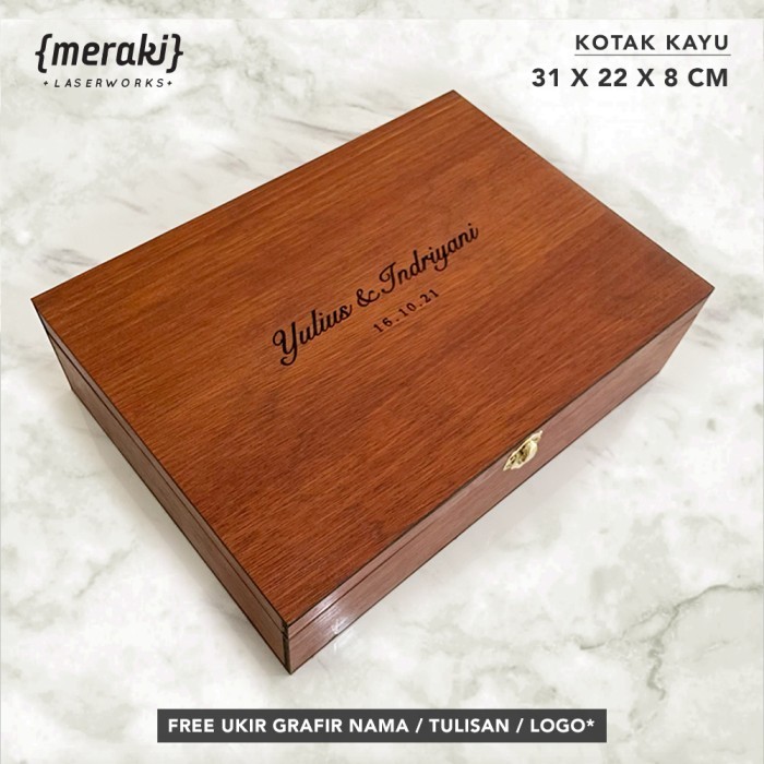 Jual Kotak Kayu Custom - Ukuran Kertas A4 / Box Kayu Engsel Custom Nama ...