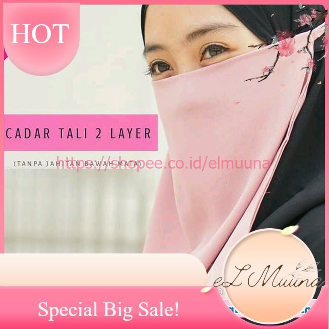 Jual Cadar Wolfis Tali 2 Layer Husna Purdah Woolpeach Polos Ala Malay | Shopee Indonesia