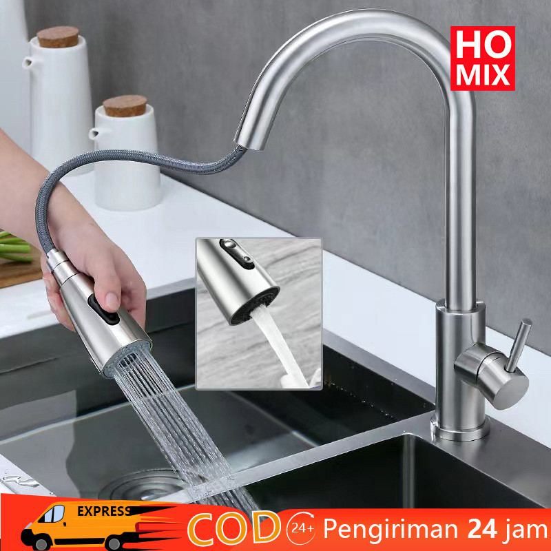 Jual HOMIX Kitchen Sink Kran Air Cuci Piring/Kran Sink Mixer Tarik ...