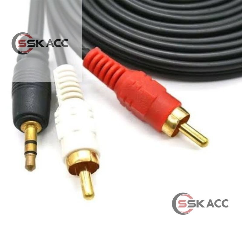 Jual Kabel Audio 3m RCA 1x2 Jack 3.5mm - AUX 1 ke 2 Warna Hitam 3 m SSKACC-KOMPUTER | Shopee ...