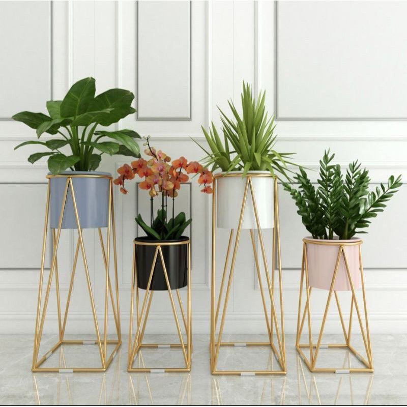Jual STANDING POT/ TATAKAN TEMPAT POT TANAMAN BESI GOLD SUDUT RUANGAN ...
