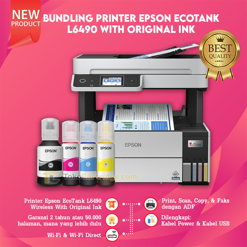 Jual Printer L6490 Epson EcoTank Pigment Ink Wireless Duplex Print-Scan ...