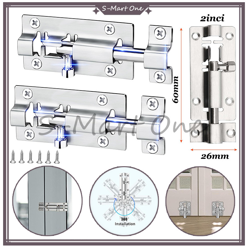 Jual Slot Kunci Pintu 2 inch Stainless/Slot Jendela/Grendel jendela ...