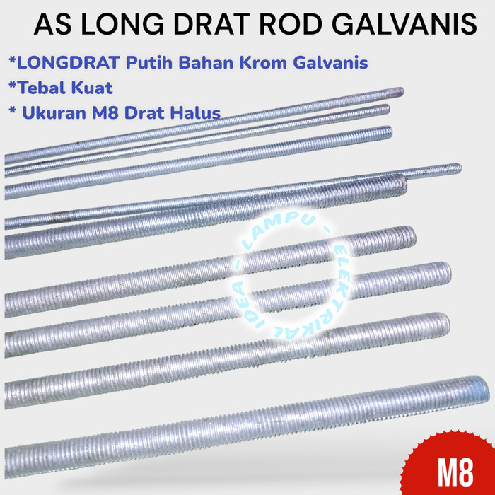 Jual LONGDRAT M8 GALVANIS AS DRAT (8 mm) HALUS 1 METER / LONG AS DRAT ...